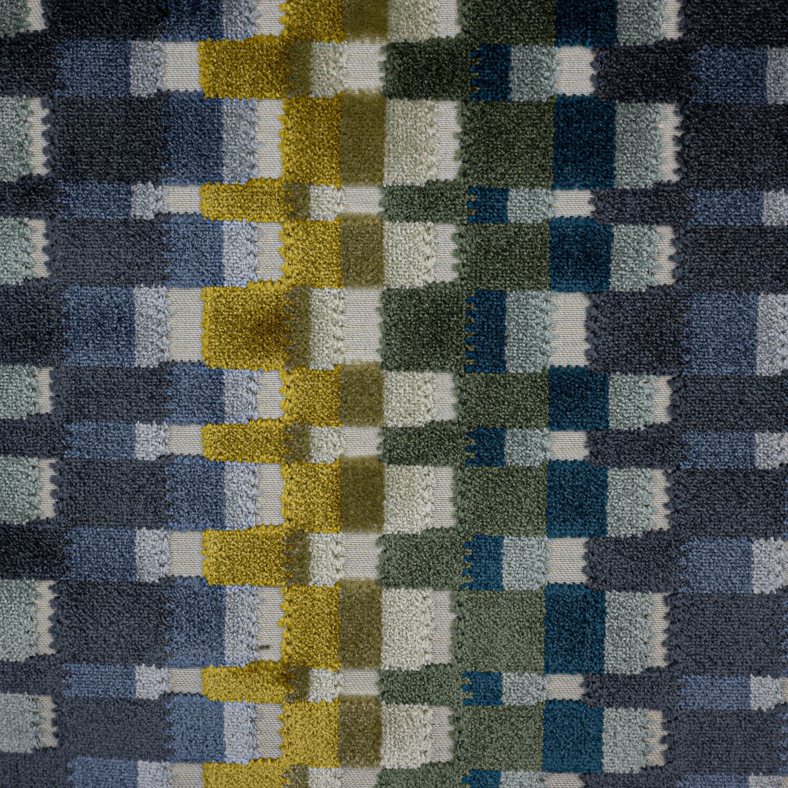 NEW - CUADRO - MULTICOLOR GEOMETRIC CUT VELVET UPHOLSTERY FABRIC BY TH